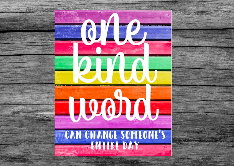 Classroom Poster One Kind Word Kindness Digital Poster - Etsy