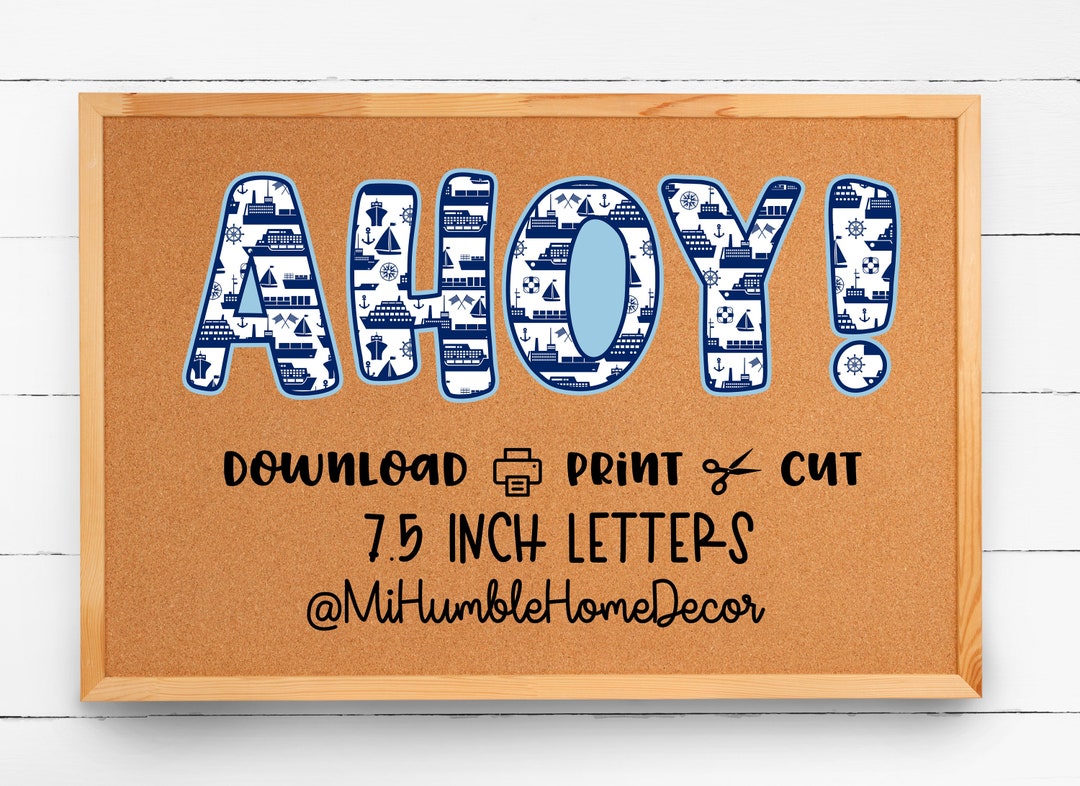 AHOY! Digital Download, Nautical Baby Shower, Cruise Decor, Cruise Door ...