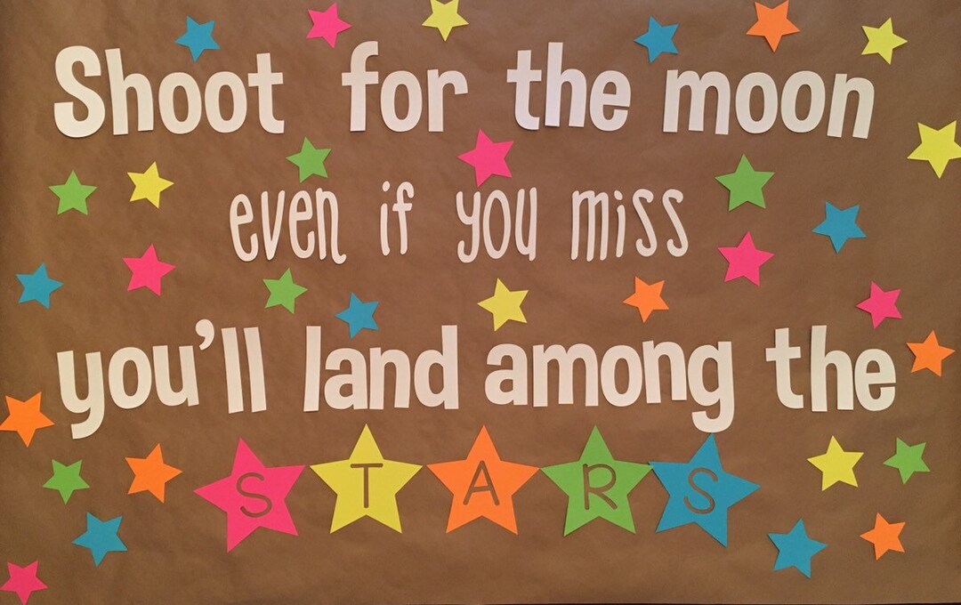 Shoot for the Moon, Bulletin Board, Paper Letters, Teacher Tool, Back ...