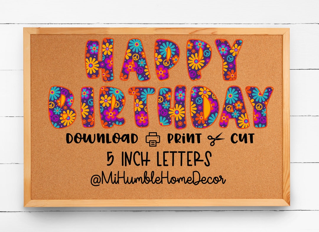 Groovy Birthday Banner Digital Download, Banner Letters, Easy Letters ...