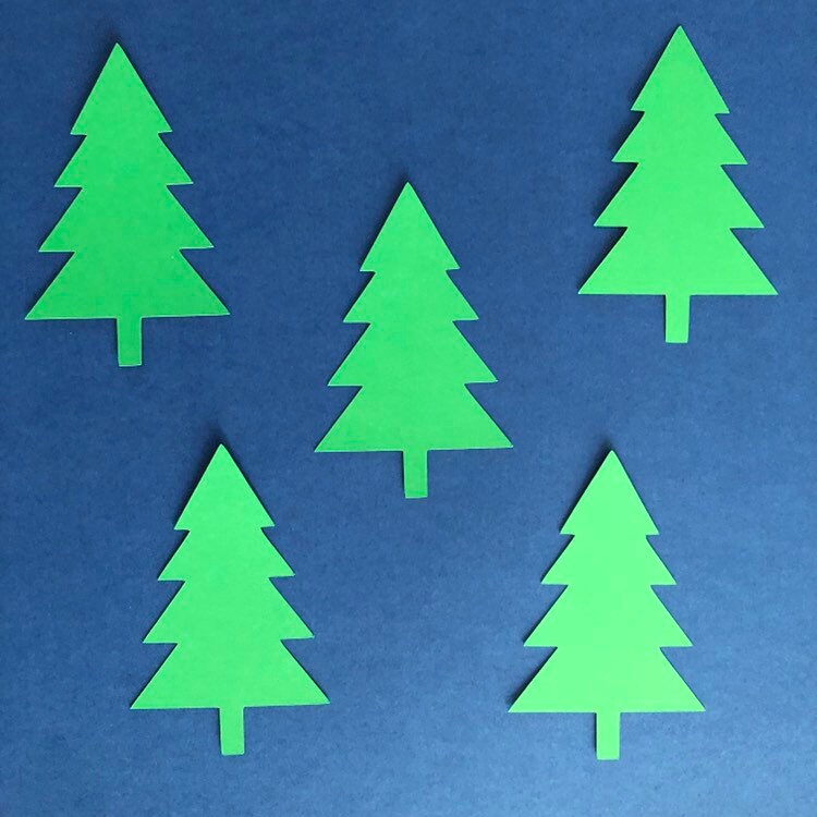 Pine tree cutouts paper shapes bulletin boards Christmas | Etsy