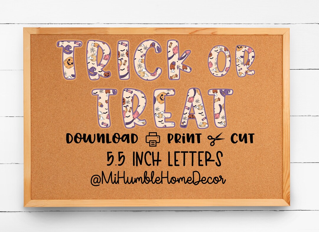 TRICK or TREAT Digital Download, Easy Halloween Decor, Halloween ...