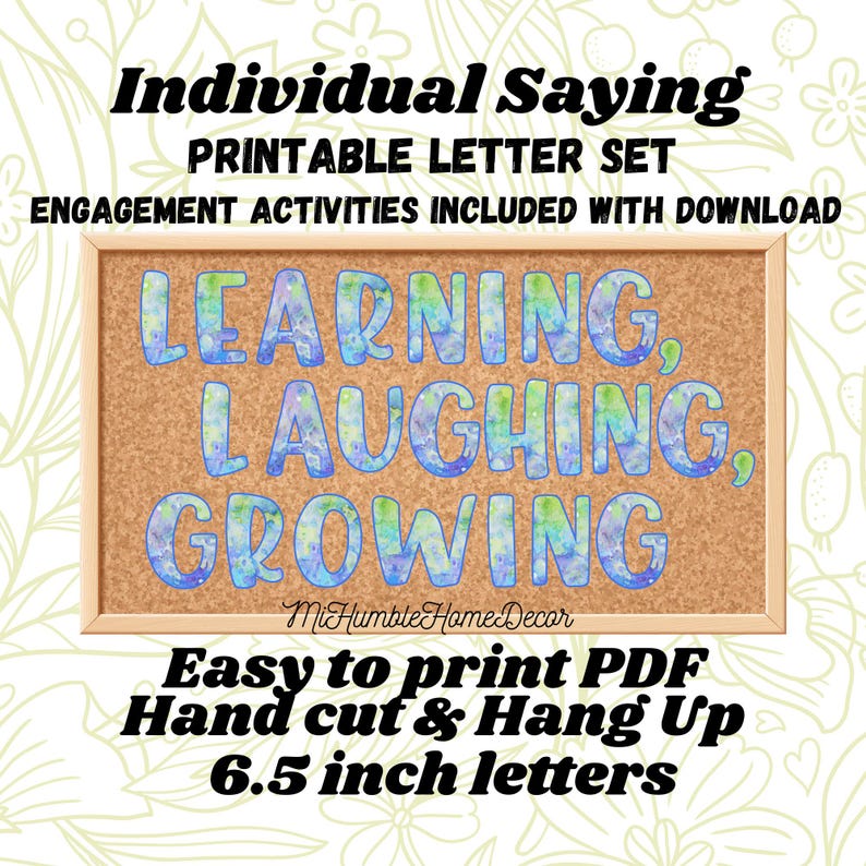 Printable Bulletin Board Kit – Learning, Laughing, Growing | Classroom ...