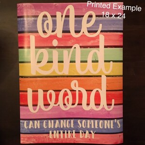 Classroom Poster- One Kind Word, Kindness, Digital Poster, Download and ...