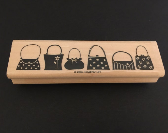 Purse Purses Handbag Border Long Rubber Wood Mounted Stamp Gently Used ...