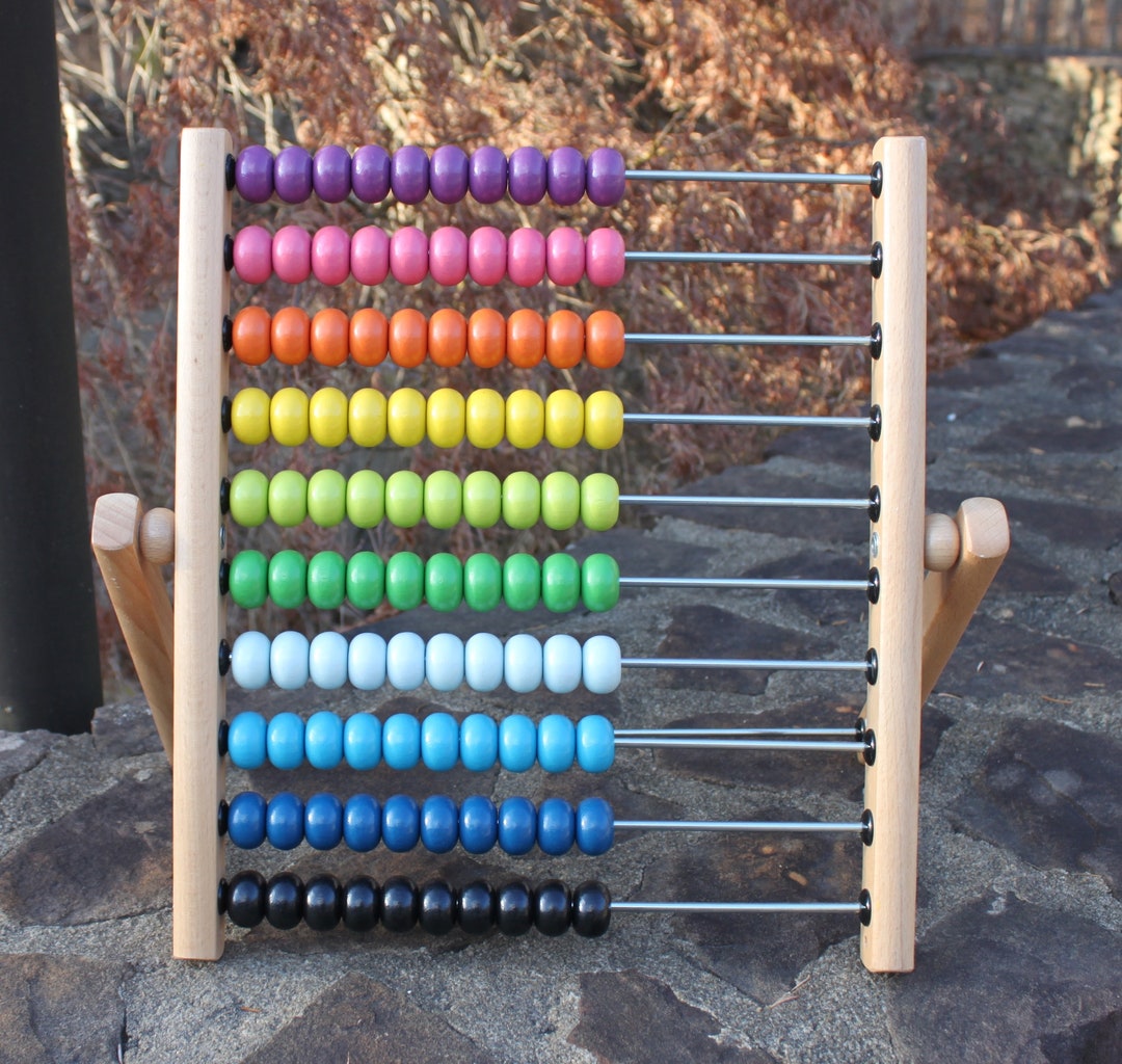 IKEA Wooden Abacus. Table Top Math Counting Tool. 100 Multicolor Beads ...