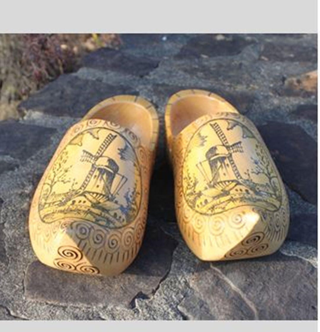 Christmas Tradition Wood Dutch Clogs. Vintage. Hand Carved Windmill ...