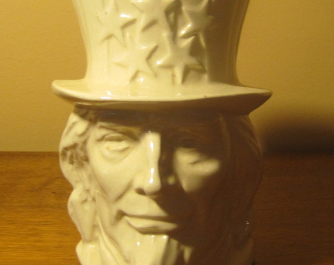 Vintage Mccoy Uncle Sam Abraham Lincoln Head Pottery Planter Vase Ivory ...