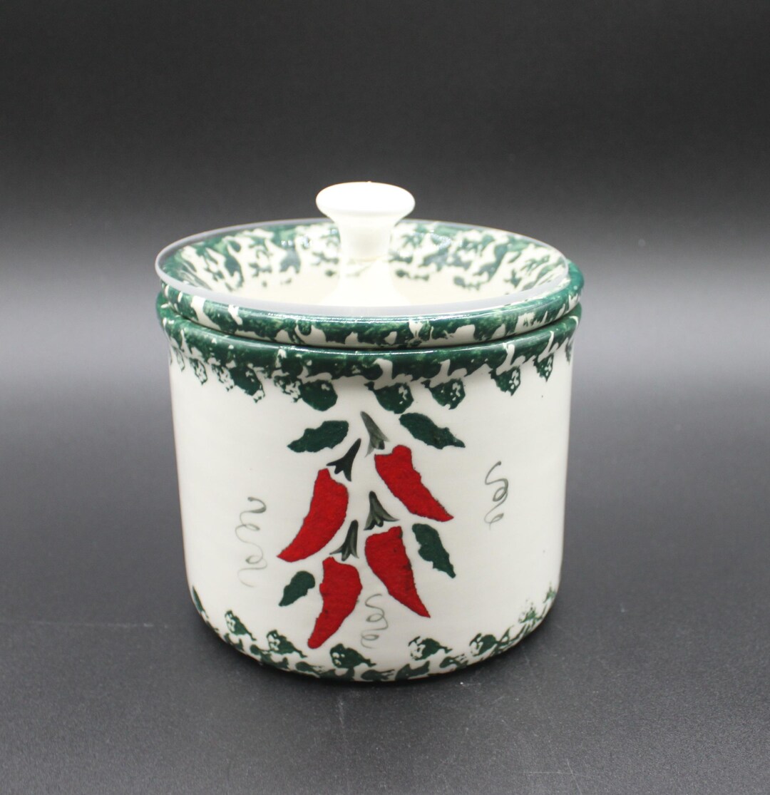 Vintage Jalapeno Pottery Dip Chiller. Ice Bowl, Dip Server & Lid. Green ...
