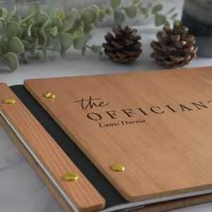 Custom Engraved Wooden Officiant Book - Personalized Wedding Ceremony ...