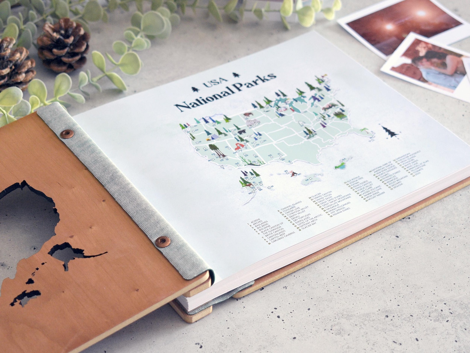US National Park Map Adventure Book, Wooden National Parks Gift ...