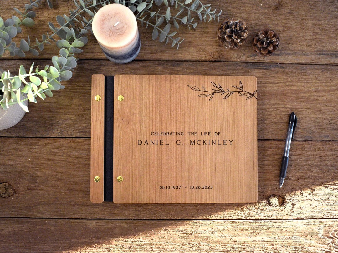 Custom Wooden Memorial Guest Book: A Personalized Celebration of Life ...