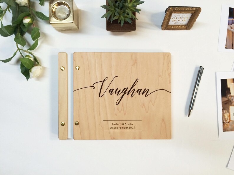 Wedding Guest Book Handwritten Cursive Engraved Wood Signing - Etsy