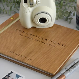 Personalized Retirement Book - Wooden Guest Book With Custom Engraved ...