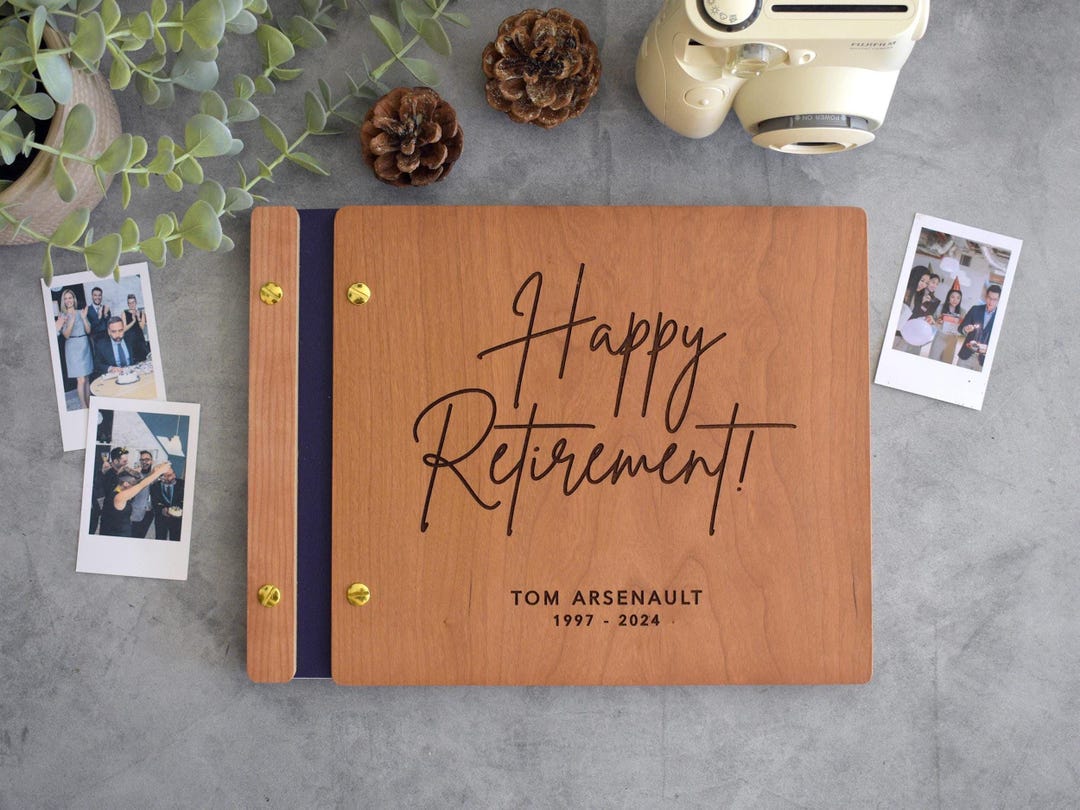 Happy Retirement Memory Book, Personalized Retirement Gift for Him or ...