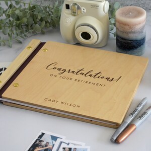 Personalized Retirement Book - Wooden Guest Book With Custom Engraved ...