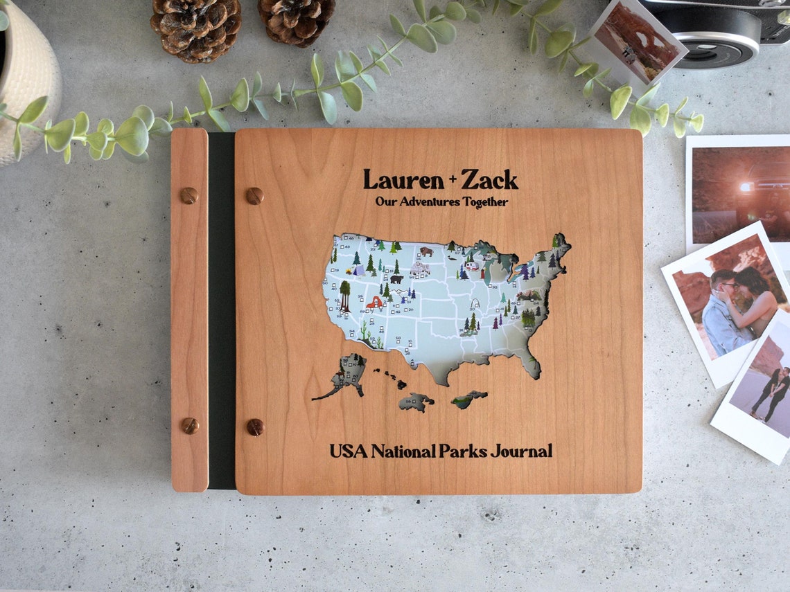 US National Park Map Adventure Book, Wooden National Parks Gift ...