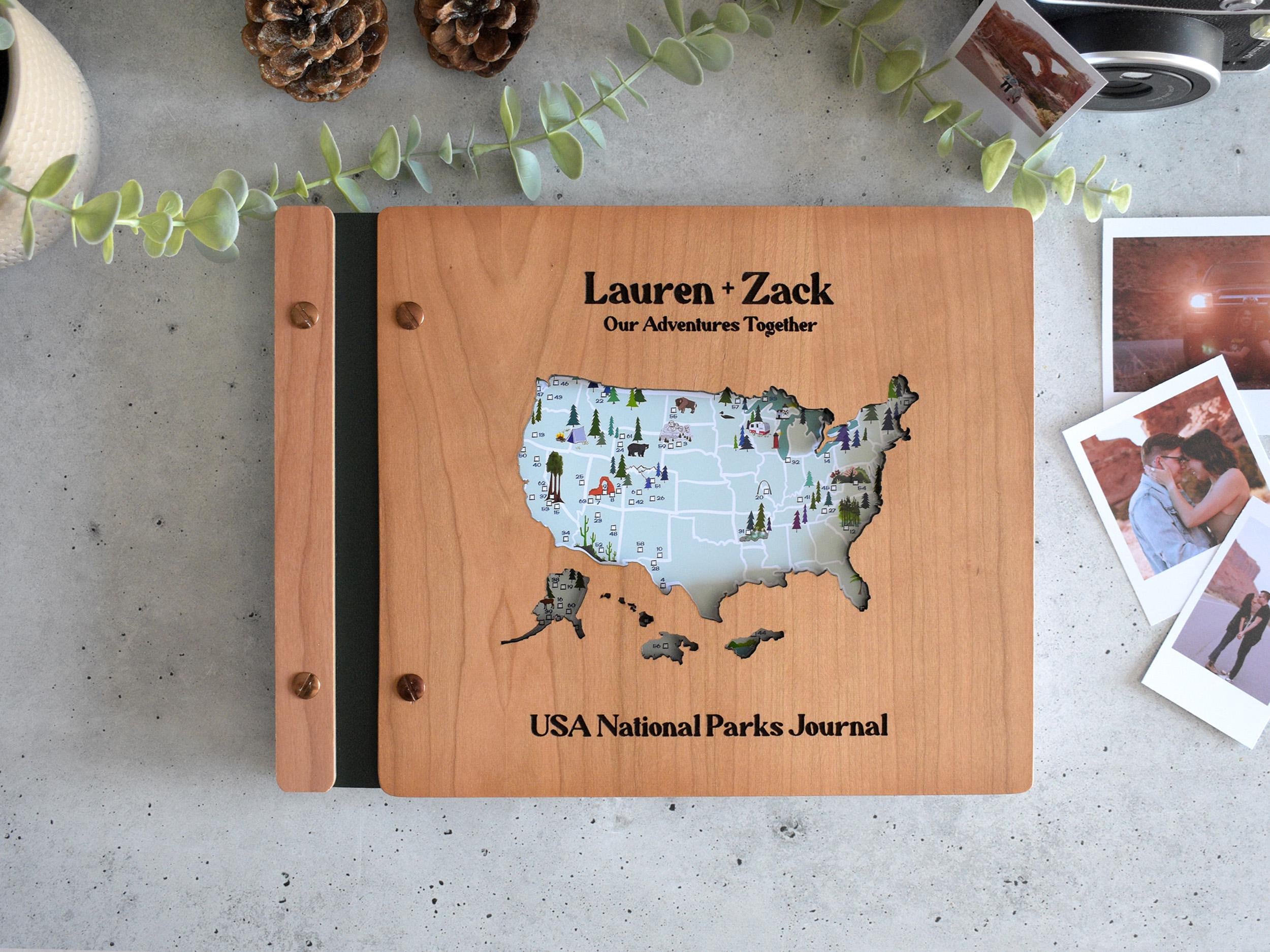 US National Park Map Adventure Book, Wooden National Parks Gift ...