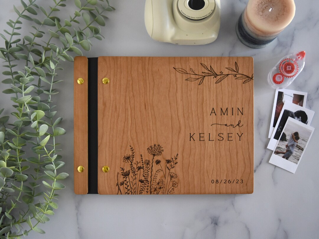 Wooden Wedding Guest Book Personalized Laser Engraved, Perfect for ...