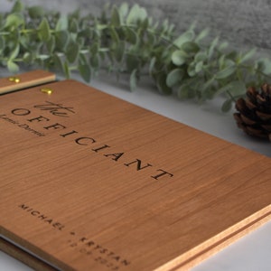 Custom Engraved Wooden Officiant Book - Personalized Wedding Ceremony ...
