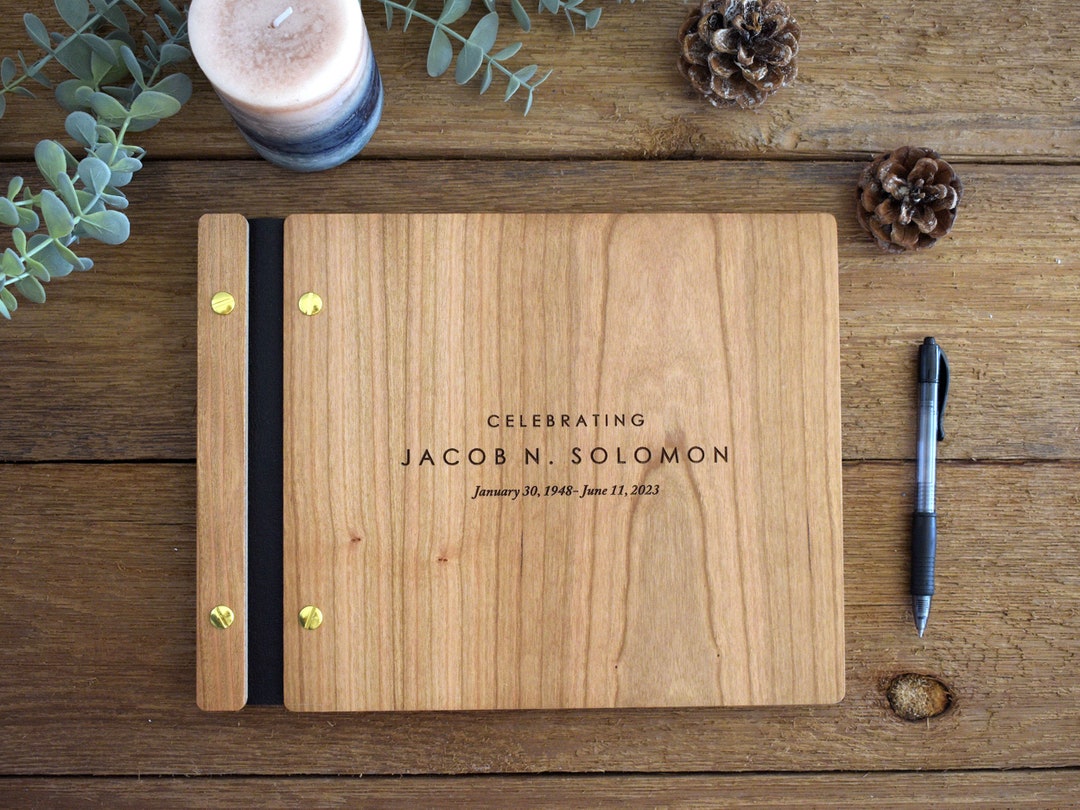 Custom Wooden Memorial Guest Book: A Personalized Celebration of Life ...