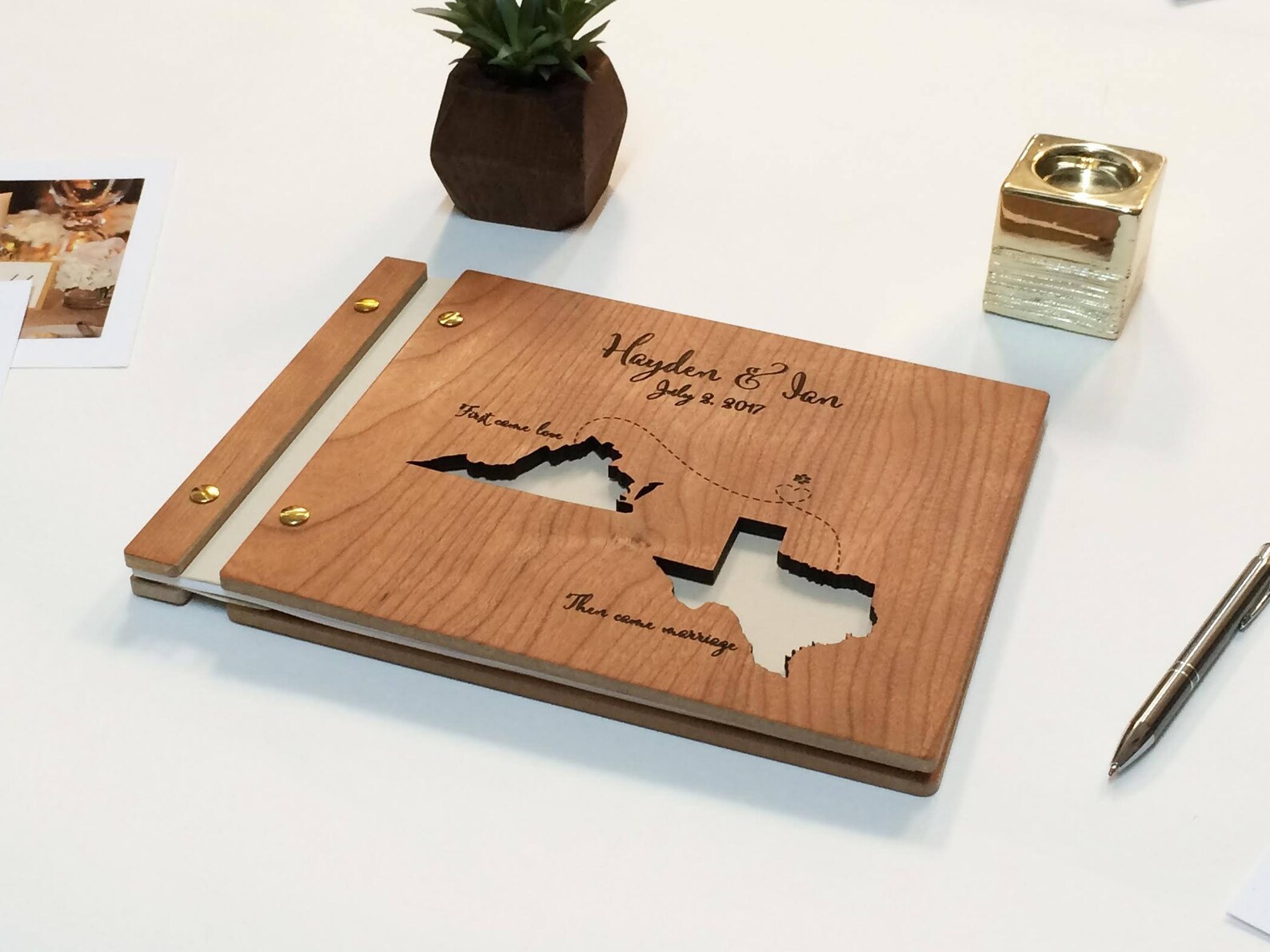 Wanderlust Travel Wedding Guest Book Map Wedding Guestbook, Wood ...