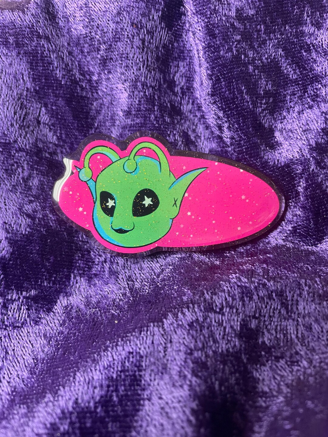 Alien Glitter Acrylic Hair Clip | Kawaii Martian Barrette | Cute Sci-fi ...