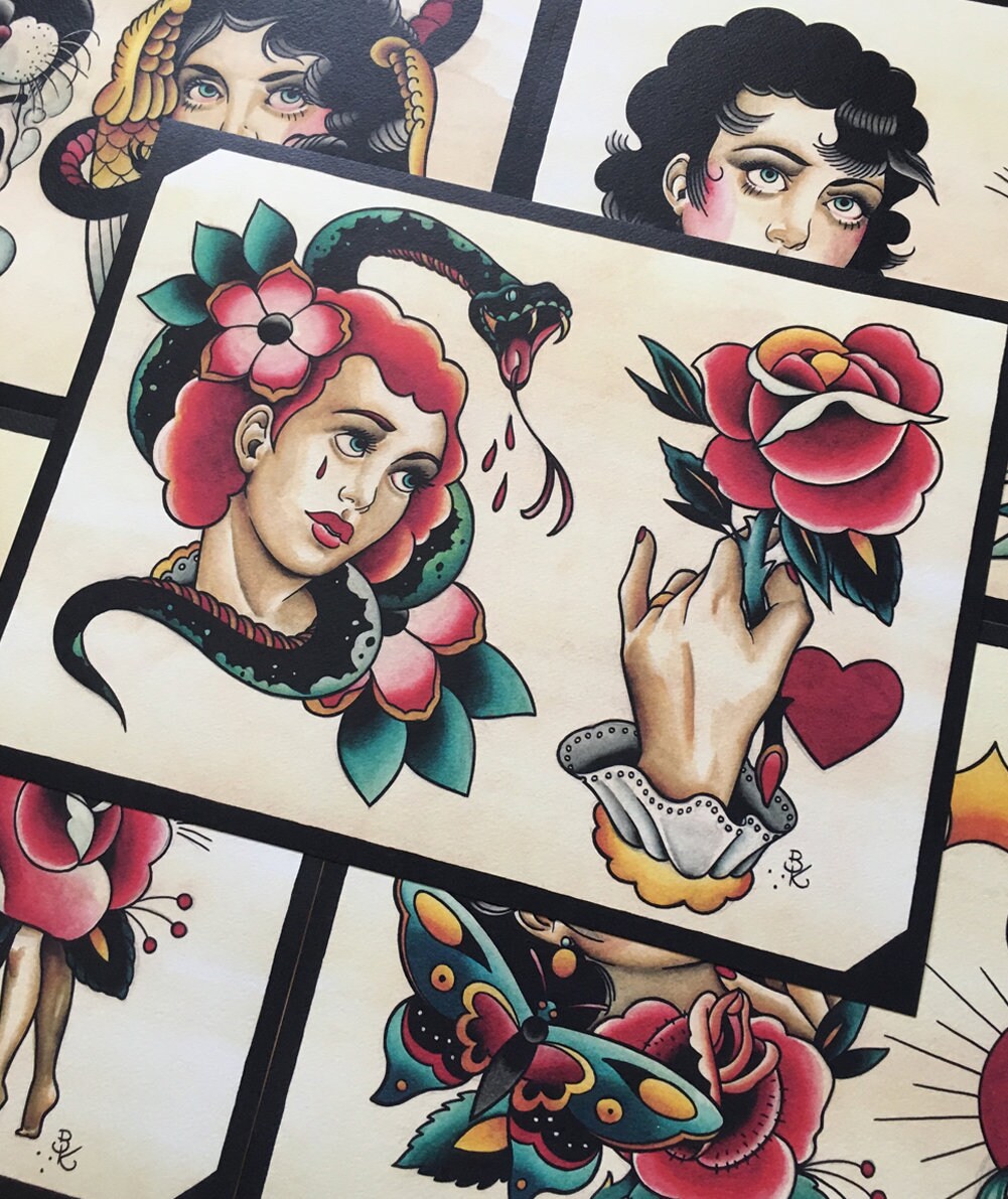 Tattoo Flash Set 21 by Brian Kelly. 6 Sheets.