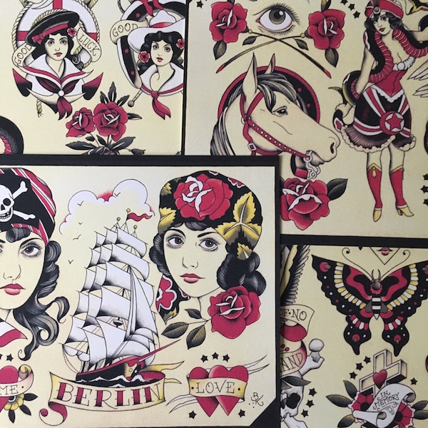 Girls, Girls, Girls Tattoo Flash Set 8 by Brian Kelly. 6 Sheets. - Etsy