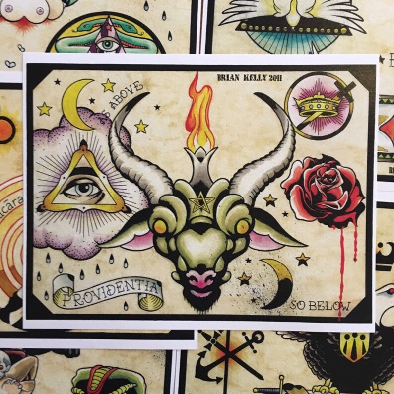 The Occult Tattoo Flash Set 7 by Brian Kelly. 6 Sheets. - Etsy