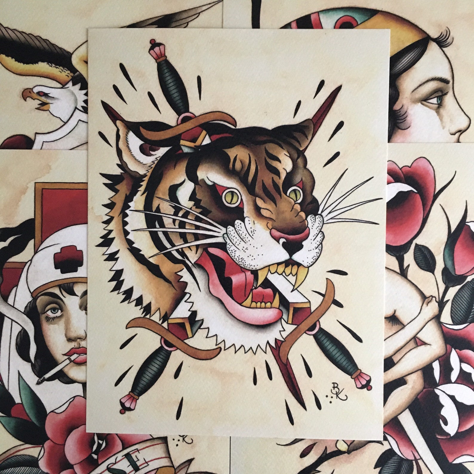 Set of 5 Tattoo Flash Art Prints - Etsy