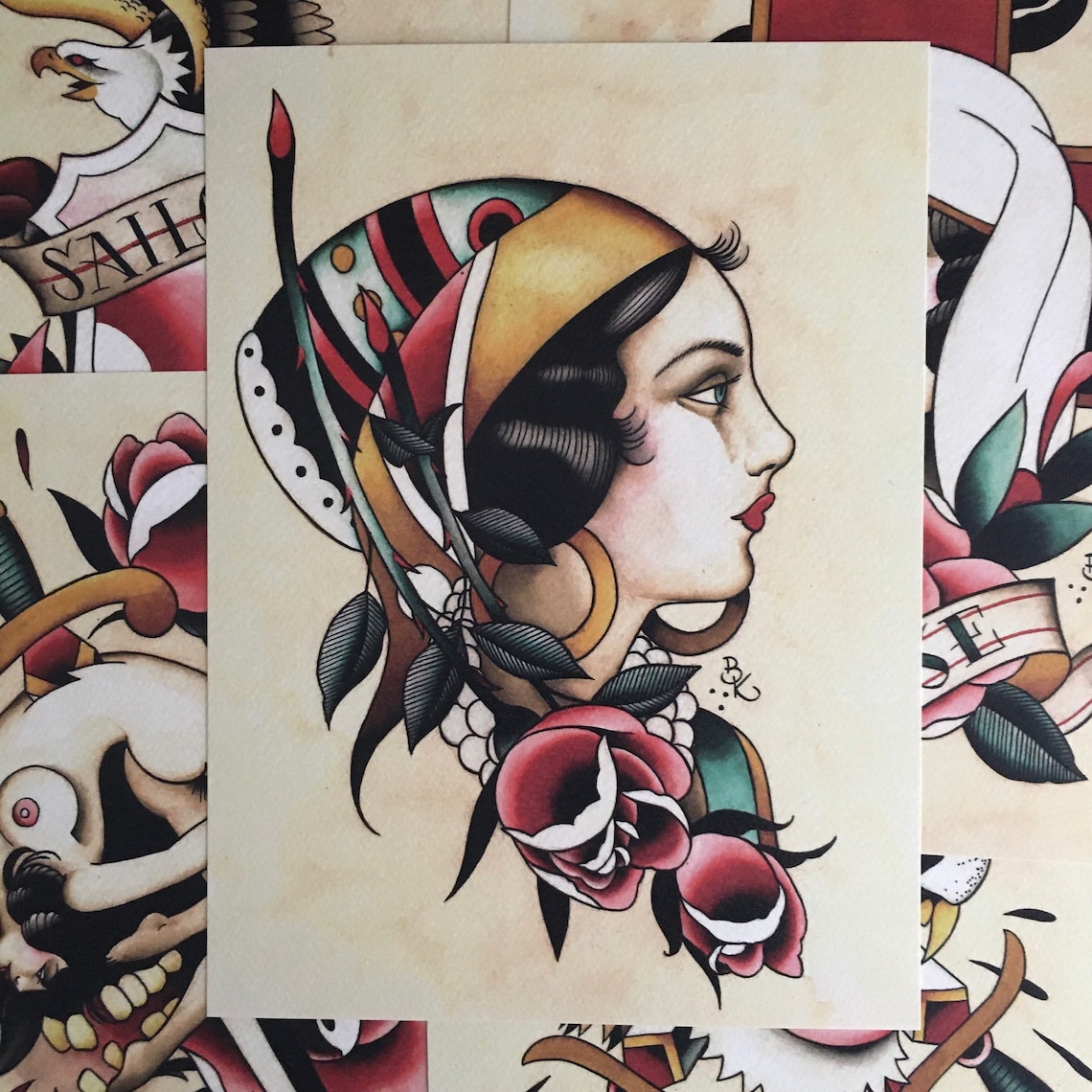 Set of 5 Tattoo Flash Art Prints - Etsy