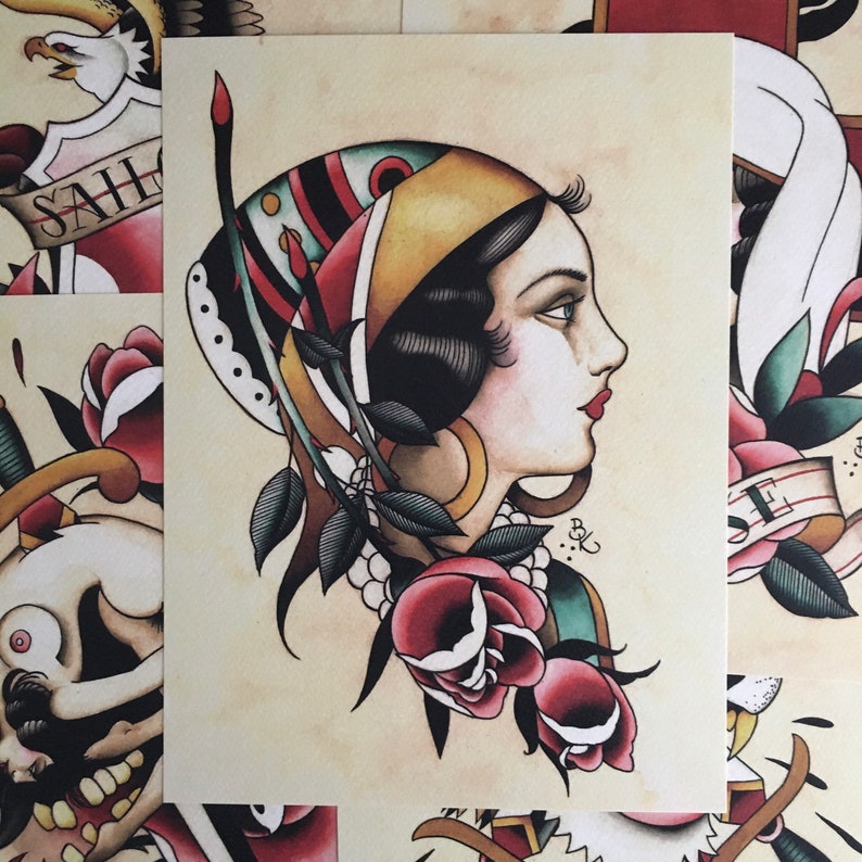 Set of 5 Tattoo Flash Art Prints - Etsy