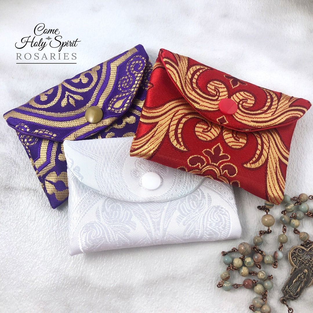 Catholic Rosary Pouch - Red - White - Purple - Rosary Case - Handmade ...