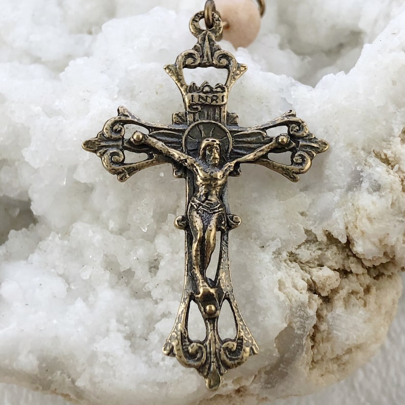 St. Anne Rosary- Aquamarine, Sunstone, and Solid Bronze- Custom ...