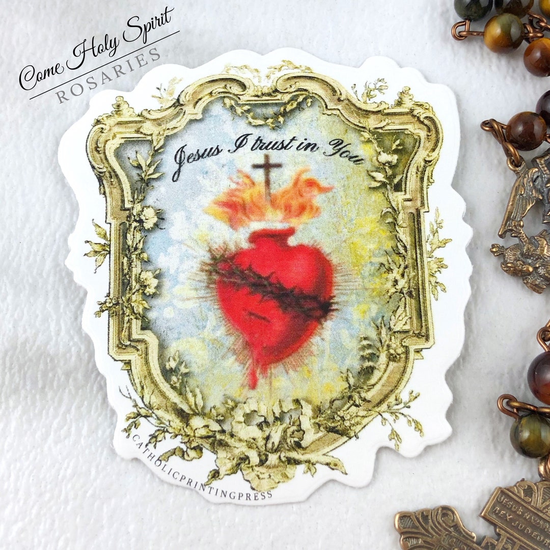 Sacred Heart Shield Holy Card handmade Catholic Gift Antique Prayer ...