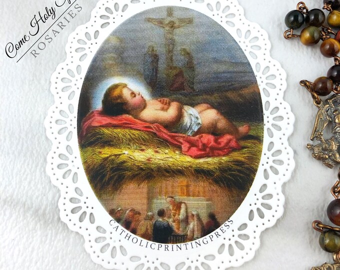 Christmas Nativity Paper Lace Holy Card --handpressed Catholic Gift ...