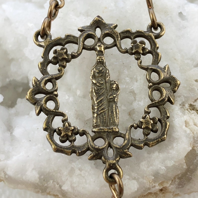 St. Anne Rosary- Aquamarine, Sunstone, and Solid Bronze- Custom ...