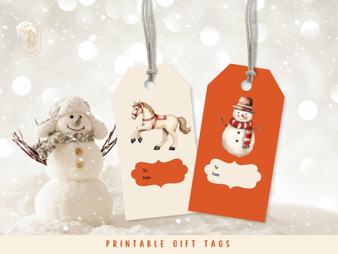 Printable Christmas Gift Tags, Snowman Holiday Printables, Winter ...