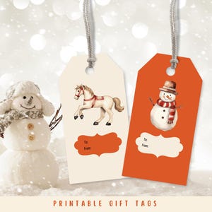 Printable Christmas Gift Tags, Snowman Holiday Printables, Winter ...