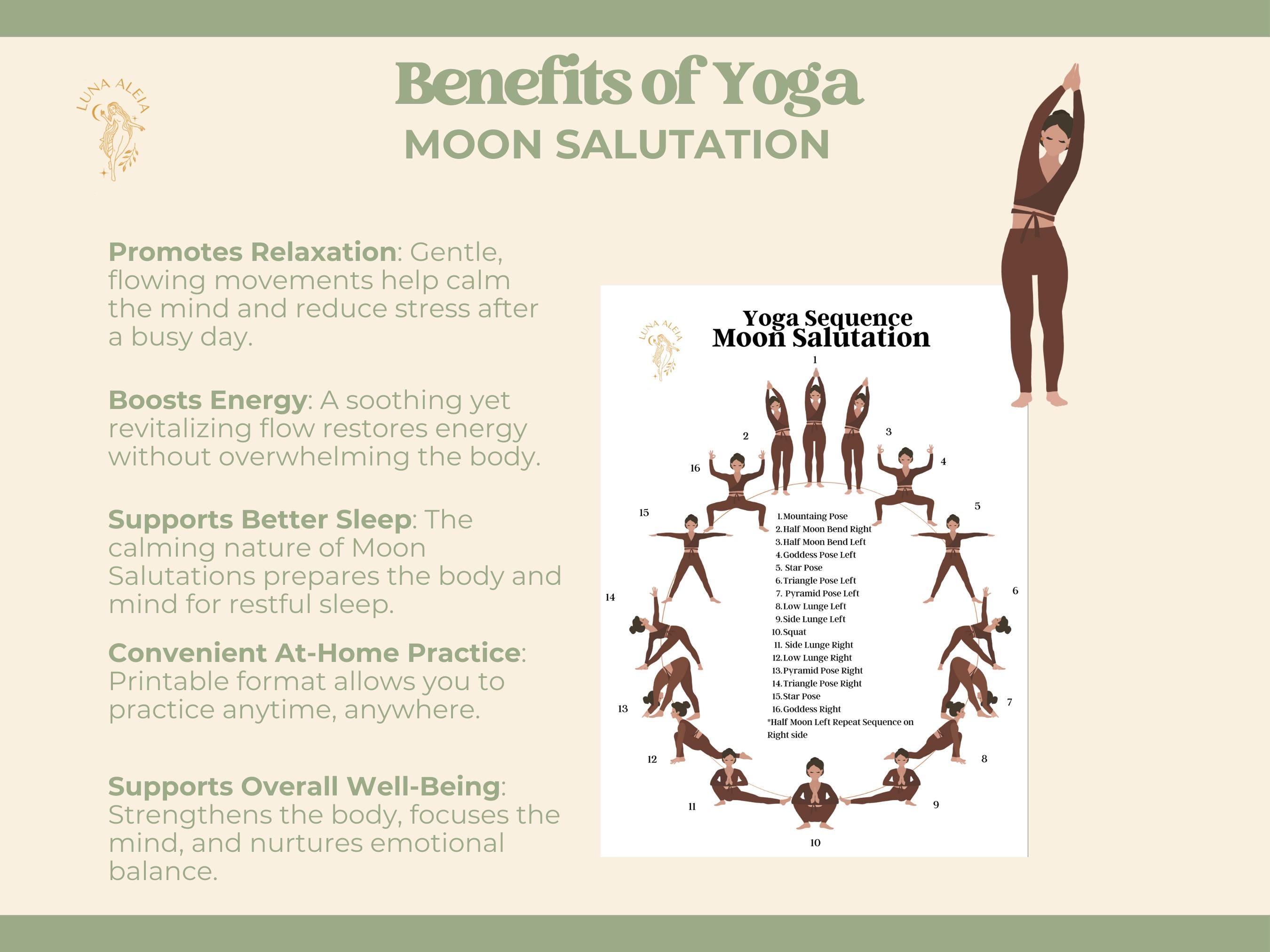 Beginner Yoga Moon Sequence, Moon Salutation to Calm Your Nervous ...