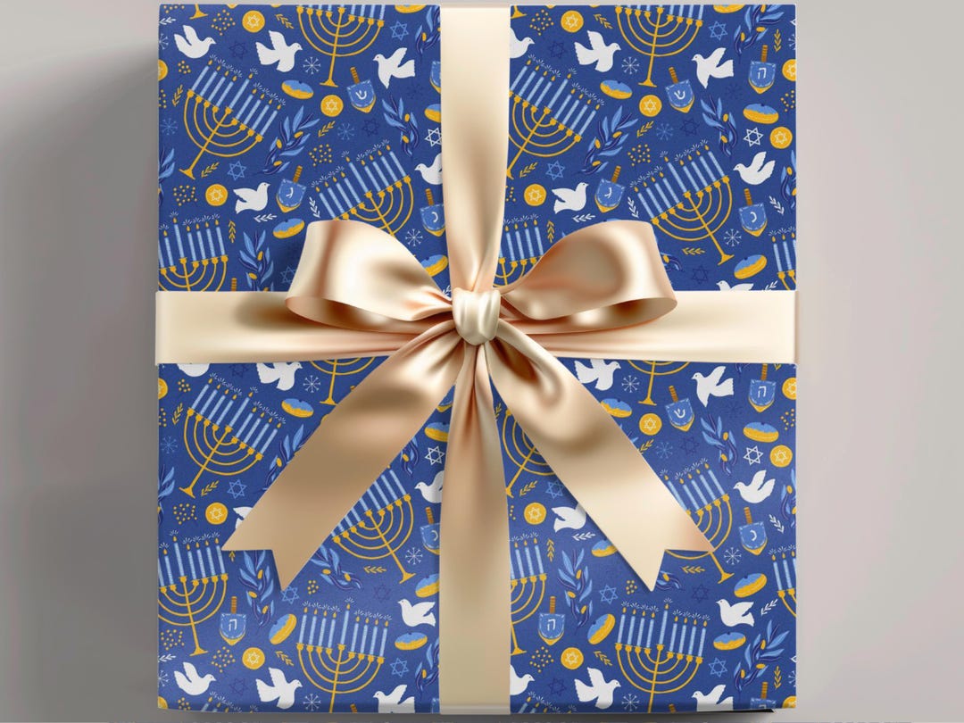Hanukkah Wrapping Paper Roll, Chanukah Gift Wrap, Hanukkah 2024 Jewish ...