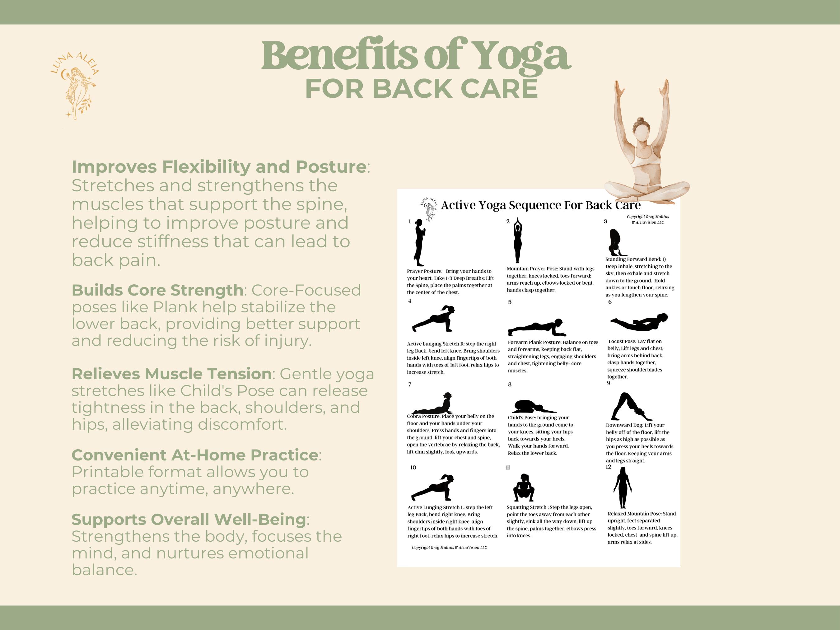 Active Yoga for Back Care Printable, Mobility Sequence for Back Health ...