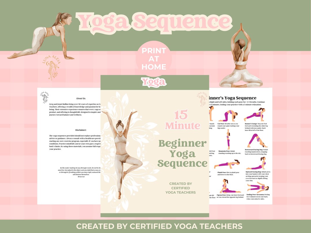 Beginner Yoga Sequence for Busy Women, Yoga Printable Guide, Yoga ...