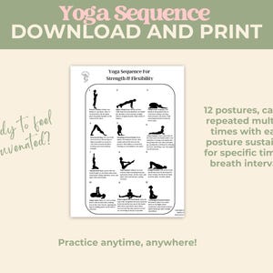 Beginner Yoga Sequence for Strength & Flexibility, Yoga Printable Guide, Yoga Routine for Busy ...