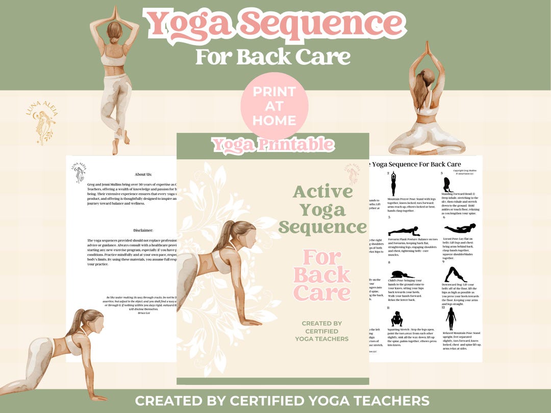 Active Yoga for Back Care Printable, Mobility Sequence for Back Health ...