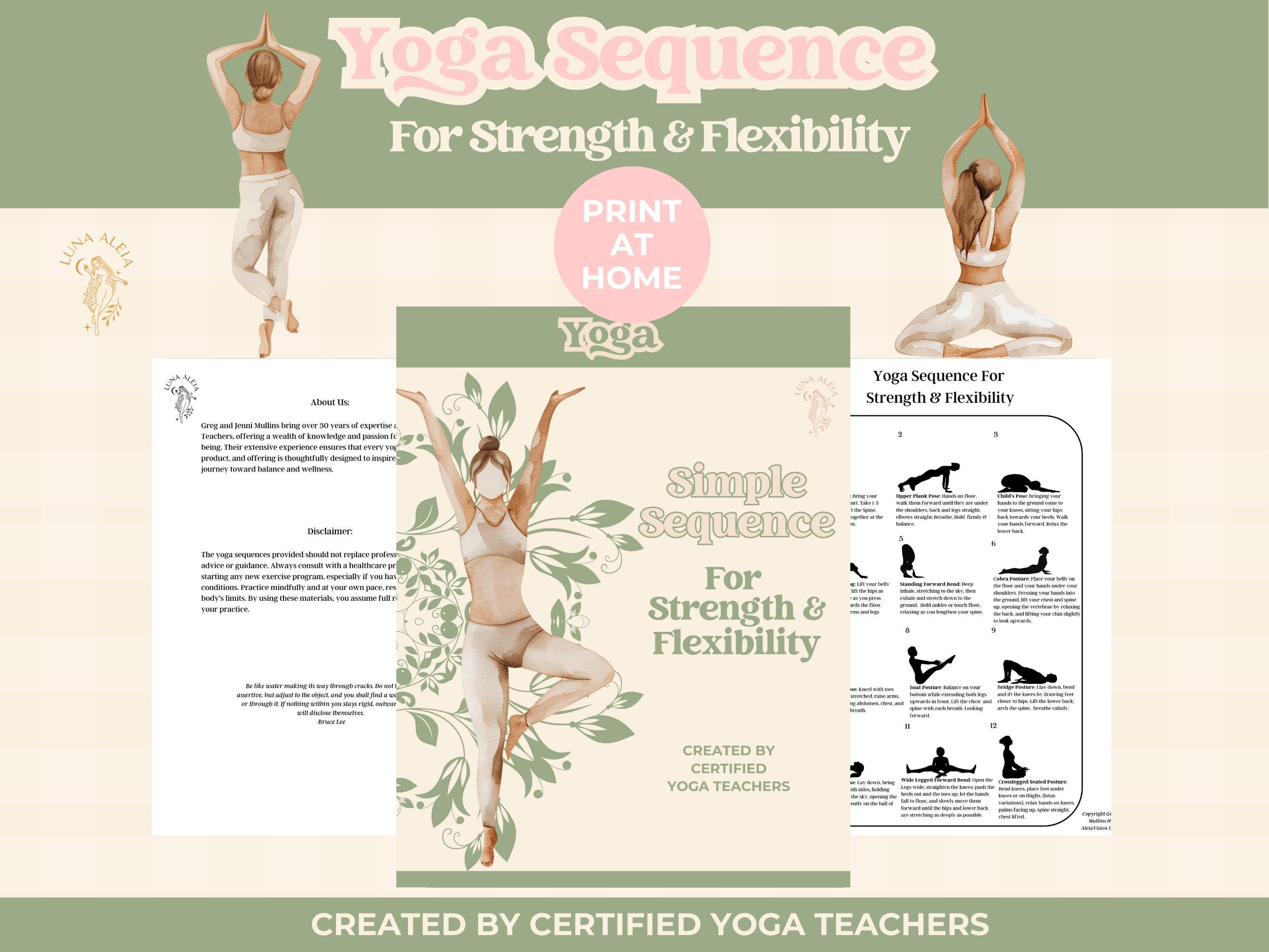 Beginner Yoga Sequence for Strength & Flexibility, Yoga Printable Guide ...