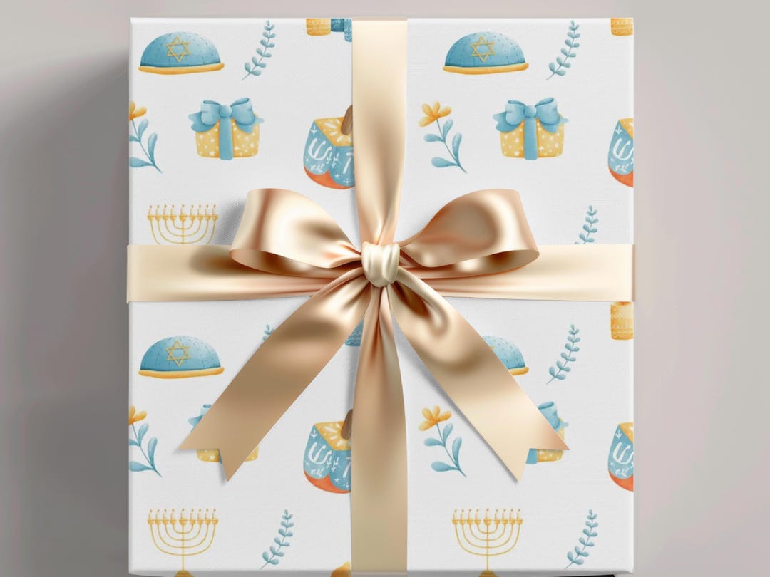 Hanukkah Watercolor Wrapping Paper Roll, Chanukah Gift Wrap, Hanukkah ...