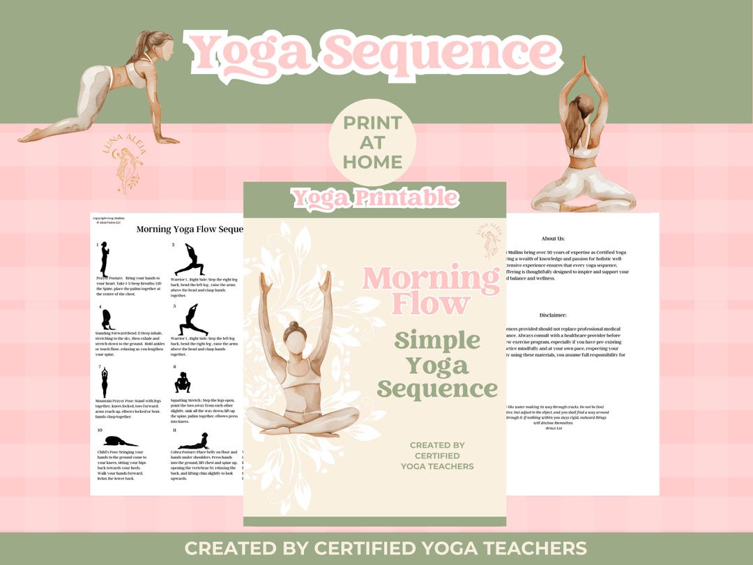 Morning Yoga Flow Sequence for Busy Women, Yoga Printable and Wellness ...
