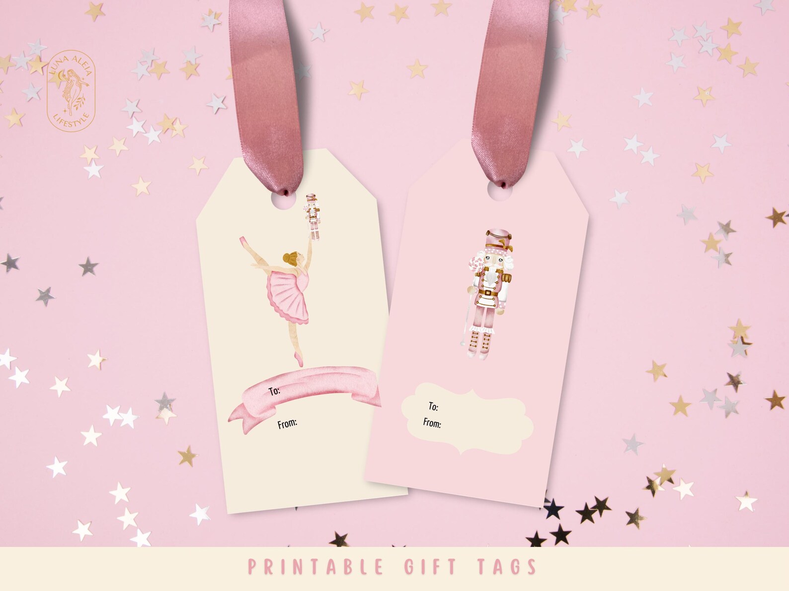 Printable Ballet Gift Tags, Nutcracker Stocking Tag Printables, Holiday ...